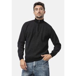 Cipo & Baxx Strickpullover CIPO & BAXX "CP286", Herren, Gr. L, schwarz, 50% Baumwolle, 50% Polyester, meliert, regular fit, ohne Ausschnitt, Rippstrickb&uuml;ndchen, Pullover Strickpullover, vertikales Rippstrickmuster
