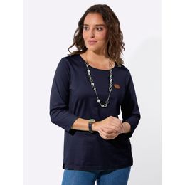 3/4-Arm-Shirt Casual Looks "Shirt", Damen, Gr. 50, marine, 100% Baumwolle, unifarben, Rundhals, Shirts 3/4-Arm-Shirt