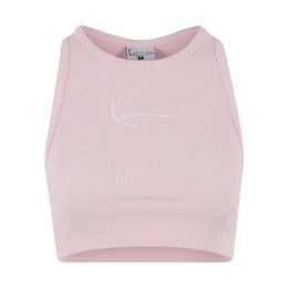 Muskelshirt Karl Kani "Karl Kani Small Signature Essential Racer Rib Top", Damen, Gr. L, rose, 97% Baumwolle, 3% Elasthan, bedruckt, slim fit, Racerback, Shirts