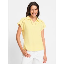 V-Shirt Inspirationen "V-Shirt", Damen, Gr. 36, gelb (zitrone), 100% Baumwolle, unifarben, V-Ausschnitt, Shirts