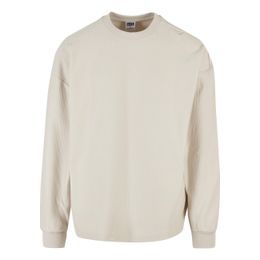 Rundhalspullover Urban Classics "Urban Classics Herren Rib Terry Boxy Crew", Herren, Gr. M, softseagrass, 100% Baumwolle, unifarben, oversize, Rundhals, Pullover Rundhalspullover
