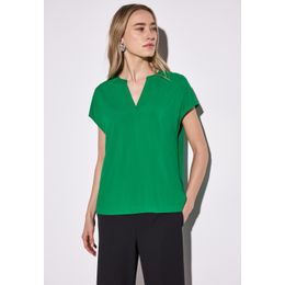 Hemdbluse Street One, Damen, Gr. 34, gr&uuml;n (glowing gr&uuml;n), Stoff, 100% Viskose, unifarben, klassisch normal, Rundhals, B&uuml;ndchen, Blusen Hemdbluse, aus softer Viskose