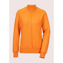 Madeleine Mode Langarmshirt MADELEINE "Sweatshirt Sportives Sweatshirt mit Stehkragen", Damen, Gr. 36, orange (pastellorange), Obermaterial: 48% Modal CMD. 48% Polyester PES. 4% Elasthan EL., Modern, normal, Shirts Langarmshirt