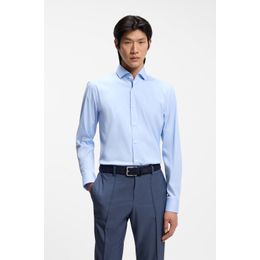 Businesshemd BOSS, Herren, Gr. 40, N-Gr, light, pastel blau450, Web, Obermaterial: 75% Baumwolle, 20% Polyamid, 5% Elasthan, unifarben, slim fit normal, Rundhals, Manschette mit Schlitz, Hemden, Slim-Fit, Stretch-Baumwollmix, b&uuml;gelleicht