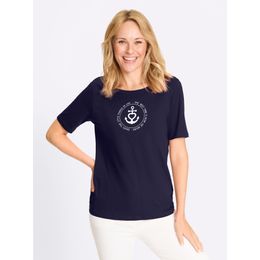 Kurzarmshirt Classic Basics "Shirt", Damen, Gr. 38, marine, 100% Baumwolle, bedruckt, gemustert, Rundhals, Shirts