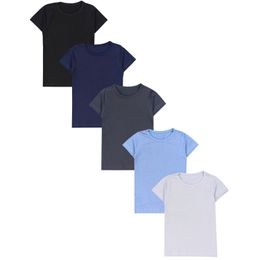 Unterhemd TUPTAM "Unterhemd Kinder Jungen Unterhemd Kurzarm 5er Pack", M&auml;dchen, Gr. 140, N-Gr, grau (schwarz dunkelblau anthrazit grau blau), Obermaterial: 95% Baumwolle CO. 5% Elasthan EL., Unterhemden Unterhemd
