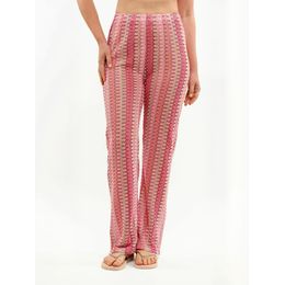 Chinohose LIBERT&Eacute; ESSENTIEL "Libert&eacute; Essentiel Trouser CROC", Damen, Gr. L, Normalgr&ouml;&szlig;en, pink stripe, Obermaterial: 92% Polyester, 8% Elasthan, Hosen Chinohose