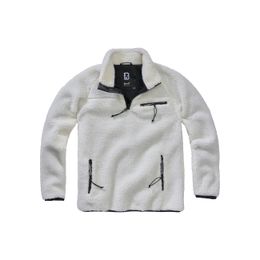 Sweatjacke Brandit "Brandit Herren Teddyfleece Troyer", Damen, Gr. 5XL, wei&szlig;, 100% Polyester, unifarben, Sweatjacken Sweatjacke
