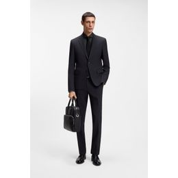 Businesshemd BOSS, Herren, Gr. 39, N-Gr, schwarz (dunkelgrau025), Web, Obermaterial: 98% Baumwolle, 2% Elasthan, unifarben, regular fit normal, Rundhals, Manschette mit Schlitz, Hemden