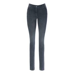 Madeleine Mode Regular-fit-Jeans MADELEINE "Jeans Schlanke Five-Pocket-Jeans, Raffung", Damen, Gr. 22, N + K Gr, grau, Obermaterial: 97% Baumwolle CO. 3% Elasthan EL., Modern, normal, Jeans