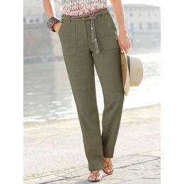 Palazzohose Casual Looks, Damen, Gr. 19, Kurzgr&ouml;&szlig;en, gr&uuml;n (oliv), 100% Polyester, unifarben, lang, Hosen Palazzohose