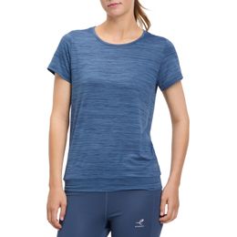 T-Shirt Energetics "DA.-T-SHIRT JEWEL SHORT SLEEVE W", Damen, Gr. L, blau (melange, navy, navy), Jersey, Obermaterial: 90% Polyamid, 10% Elasthan, Rundhals, Shirts T-Shirt, weiter Schnitt, kurze &Auml;rmel, atmungsaktives DRY PLUS-Fasersystem