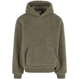 Kapuzensweatshirt Urban Classics "Urban Classics Oversized Teddy Hoody", Herren, Gr. L, palegr&uuml;n, 100% Polyester, unifarben, Sweatshirts