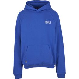 Kapuzensweatshirt PEQUS "PEQUS PEQUS Back Logo Hoodie", Herren, Gr. L, blau, 100% Baumwolle, bedruckt, Sweatshirts