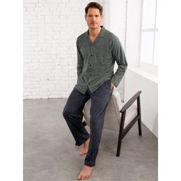 Normann Herren Pyjama, anthrazit-reseda-bedruckt, Gr&ouml;&szlig;e 44/46