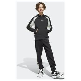 Sporthose Adidas SPORTSWEAR "SEASONAL ESSENTIALS COLORBLOCK KIDS", Kinder, Gr. 152, N-Gr, schwarz (schwarz, wonder silber, wei&szlig;,), Obermaterial: 55% Baumwolle, 36% Polyester, 9% Viskose, Hosen Sporthose
