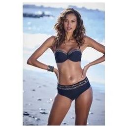 B&uuml;gel-Bandeau-Bikini-Top Lascana "Adele", Damen, Gr. 42, Cup B, schwarz (schwarz, leo), Recycling-Polyamid, unifarben, Bikini-Oberteile, mit trendigen Details