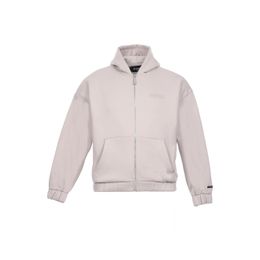 Sweatjacke DROPSIZE "Dropsize SUPER HEAVY OVERSIZED HD-PRINT ZIP-HOODIE V2", Herren, Gr. L, pumice stone, 70% Baumwolle, 30% Polyester, Sweatjacken Sweatjacke