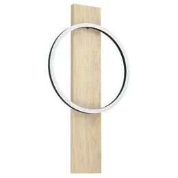 Eglo Wandleuchte "Boyal Wandlampe, FSC zerifiziert, Holz, Metall, Flurlampe, Lampe", schwarz, 1, H: 56cm, 1 Stk., Leuchten, Wand-/Deckenleuchte - L30 x H56 x AL7,5 cm - schwarz, braun, Wandleuchte