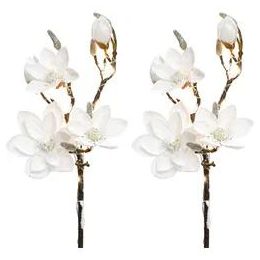 Kunstzweig CREATIV DECO "Weihnachtsdeko", wei&szlig;, H:92cm, Kunstpflanzen, Kunstzweig, Magnolie, 2er Set, mit 13 LEDs + beschneiter Optik, batteriebetrieben
