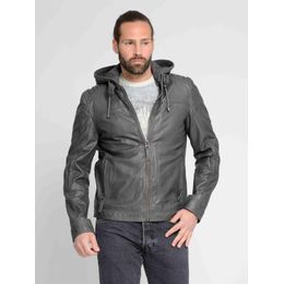 Lederjacke Maze "42021309", Herren, Gr. M, grau, Obermaterial: 100% Lammleder. Futter: 100% Baumwolle. &Auml;rmelfutter: 100% Polyester. Kapuze: 52% Baumwolle. 48% Polyester, Jacken