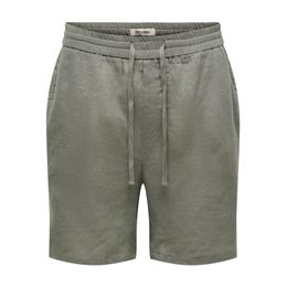 Only & Sons Shorts ONLY & SONS "ONSLAURENCE LINEN BLEND SHORTS NOOS", Herren, Gr. L, N-Gr, castor gray, Web, Obermaterial: 55% Leinen, 45% Viskose, unifarben, regular fit kniefrei, Hosen Shorts, Viskosemischung, regular fit