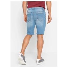 Jeansbermudas bonprix, Herren, Gr. 60, N-Gr, mittelblau denim, dunkelblau denim, Denim/Jeans, Obermaterial: 98% Baumwolle, 2% Elasthan, regular fit kniefrei, Jeans, mit Elasthan-Anteil, im Straight Fit, mit Used-Effekten, 5-Pocket-Form