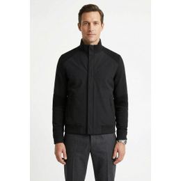 Hybridjacke BOSS Green "Porsche Spirit 70 Capsule Collection", Herren, Gr. L, schwarz001, Web, Obermaterial: 35% Modal, 26% Viskose, 18% Polyamid, 10% Seide, 10% Polyester, 1% Elasthan, unifarben, regular fit normal, Rippb&uuml;ndchen, Jacken, Premium Herrenmode Limited Seidenmix Tech Strickqualit&auml;t Tech Knitwear