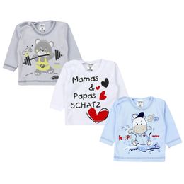 Langarmshirt TUPTAM "Shirt Unisex Baby Langarmshirt mit Spruch Aufdruck 3er Set", M&auml;dchen, Gr. 68, blau (junge), Obermaterial: 100% Baumwolle CO., Shirts Langarmshirt