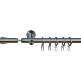 Gardinenstange Indeko "Genf" Gr. 1, silber (edelstahlfarben), L:120cm &Oslash;:16mm, Stahl, Gardinenstangen, Komplett-Set inkl. Ringen und Montagematerial
