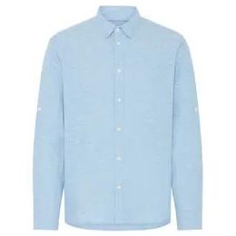 Leinenhemd Blend "Leinenhemd BHAban Slub Linen Mix", Herren, Gr. XL, N-Gr, blau (lichen blau), Obermaterial: 70% Baumwolle CO. 30% Leinen LI., Hemden