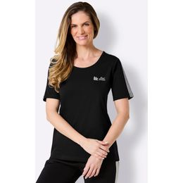 Kurzarmshirt feel good "Shirt", Damen, Gr. 40/42, schwarz, steingrau, 95% Baumwolle, 5% Elasthan, unifarben, Shirts