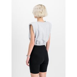 Sweater Alpha Industries "Studio Edition Sweatshirt Cropped W", Damen, Gr. L, grau (pastel grau melange), Obermaterial: 80% Baumwolle, 20% Polyester, regular fit, Sweatshirts Sweater