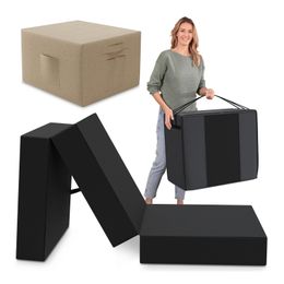 Spar-Set Klappmatratze G&auml;stematratze, 75x195x15cm, schwarz inkl. Husse creme & Transporttasche