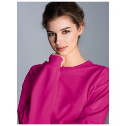 Sweatshirt TRIGEMA "TRIGEMA D&uuml;nnes Sweatshirt", Damen, Gr. L, pink (magenta), Sweatware, 50% Baumwolle, 50% Polyester, Basic, Rundhals, Sweatshirts Sweatshirt