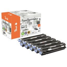 Peach HP 124 A 5 Toner (2*bk, c/m/y) ersetzt HP No. 124A, Q6000A*2, Q6001A, Q6002A, Q6003A f&uuml;r z.B. HP Color LaserJet 1600, HP Color LaserJet 2600 (wiederaufbereitet)