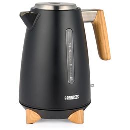 Princess 236061 Pure Wasserkocher (1,7 Liter, 3000 W, Edelstahl, schwarz, kabellos, &Uuml;berhitzungsschutz, Trockengehschutz)