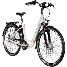 Z&uuml;ndapp Z&uuml;ndapp Z510 E Bike 28 Zoll Damenfahrrad ab 155 cm mit 3 Gang Nabenschaltung und R&uuml;cktrittbremse wei&szlig;/orange