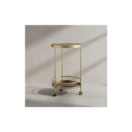 KADIMA DESIGN Goldener Servierwagen mit Retro-Charme und Schwarzem Sicherheitsglas