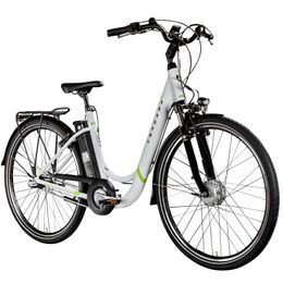 Z&uuml;ndapp Z&uuml;ndapp Z510 E Bike 28 Zoll Damenfahrrad ab 155 cm mit 3 Gang Nabenschaltung und R&uuml;cktrittbremse wei&szlig;/gr&uuml;n