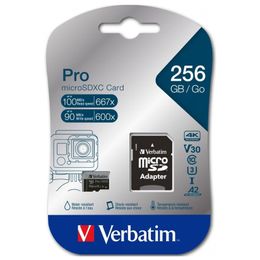 Verbatim Pro U3 256GB Micro SDXC Karte, mit Adapter