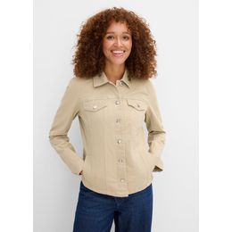 bonprix Twill-Jacke, beige, Gr.36, Attraktive Jacke mit Teilungsn&auml;hten, 97% Baumwolle