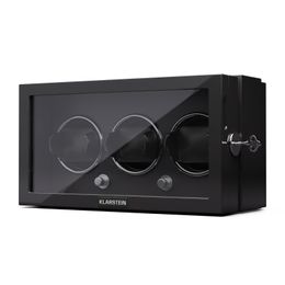 Klarstein Sarthe 3 Uhrenbeweger 3 Uhren 4 Rotationsmodi LED Beleuchtung Schloss Schwarz