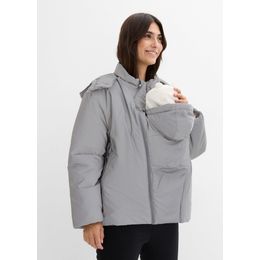 bonprix 3-in-1 Reflektierende Umstandsjacke mit Trage- und Schwangerschaftseinsatz, grau, Gr.50, Warm wattierte Pufferjacke mit reflektierendem Material und zwei Eins&auml;tzen