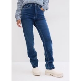 bonprix Straight Jeans High Waist Thermo, blau, Gr.40, Thermo Jeans im Straight Fit und hohem Bund, 73% Baumwolle