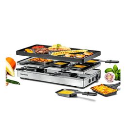 Rommelsbacher RCP 1800 Pizza Raclettegrill (1800 Watt, 8 Pf&auml;nnchen, Wendeplatte, PFAS-frei, Alu-Druckguss, Antihaft, Parkdeck, 2 m Kabel)
