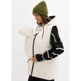 bonprix 4-in-1 gef&uuml;tterte Umstandsweste zum Wenden mit Trageeinsatz, beige, Gr.52, warme Steppweste mit zwei Eins&auml;tzen f&uuml;r die Schangerschaft und danach