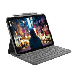Logitech Slim Folio f&uuml;r iPad 10.Generation Oxford Grey Tablet-Tastatur mit Bookcover
