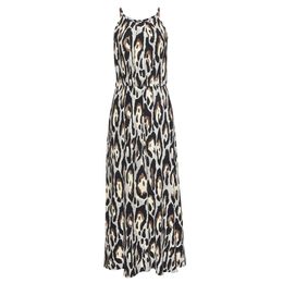 Lascana Kleid Damen Gr&ouml;&szlig;e 44 braun / hellgelb / hellgrau / schwarz Sommerkleid