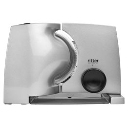 Ritter Allesschneider Compact 1 silber/schwarz (65 Watt, Metallausf&uuml;hrung, Wellenschliffmesser 17 cm &Oslash;, Schnittst&auml;rkeeinstellung bis ca. 20 mm, Sicherheits-, Moment- und Dauerschalter, Made in Germany, Silbermetallic)